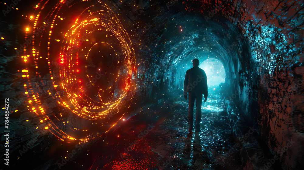 Cryptic Crypt: Man in Underground Tunnel, Encountering Glowing Runes ...