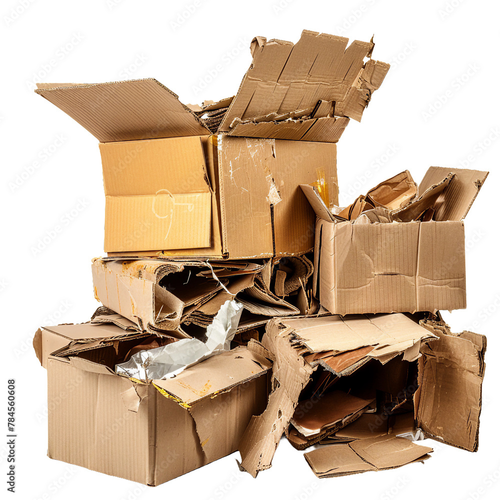 Cardboard boxes waste, transparent background, isolated image ...