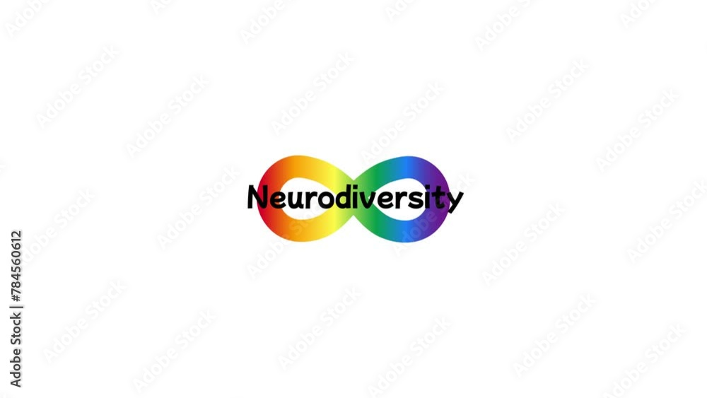 Neurodiversity awareness and acceptance concept animation with rainbow ...