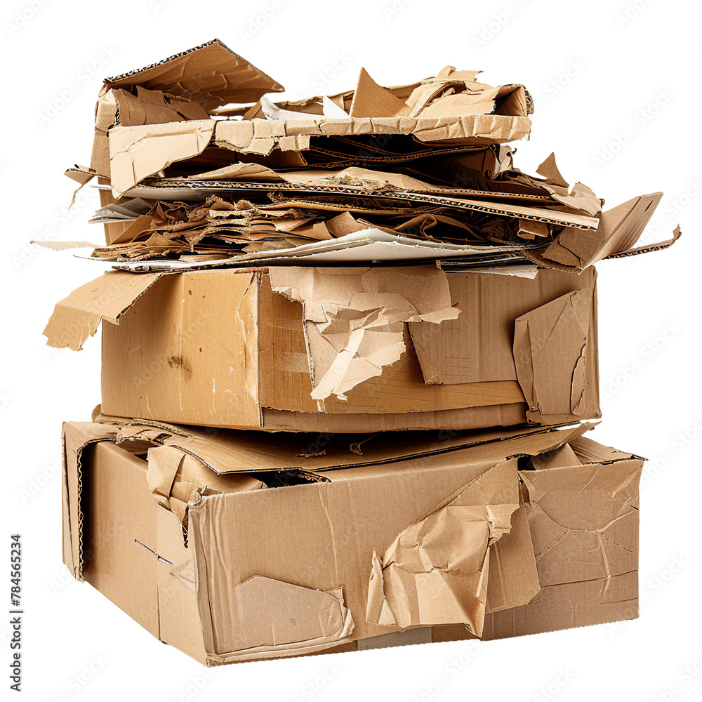 Cardboard boxes waste, transparent background, isolated image ...