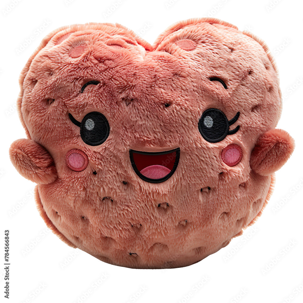 Front view of a huggable heart plushie with arms open wide isolated on ...