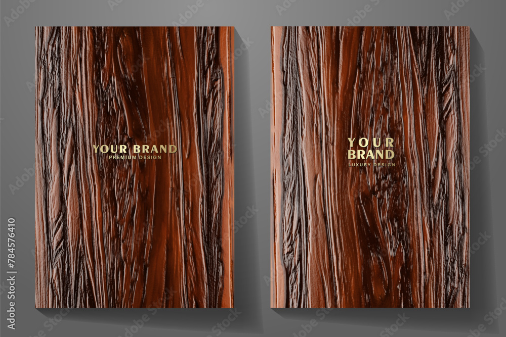 Set of vector 3d wood texture set with tree bark for cover design ...