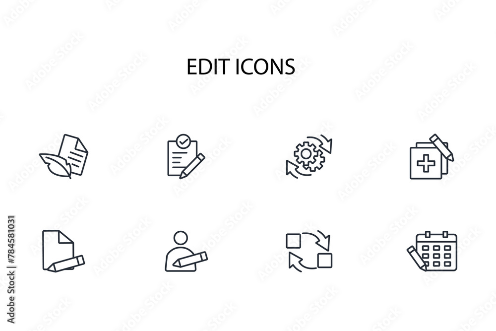 Edit tool icon set.vector.Editable stroke.linear style sign for use web ...