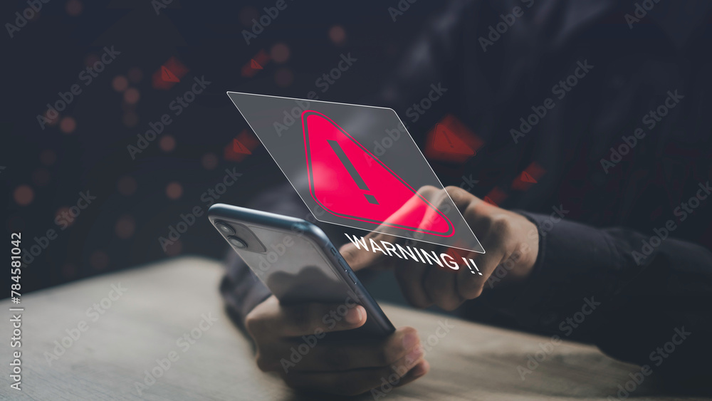 Warning alert and antivirus system software detection concept ...