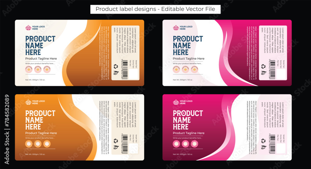 Product label design template, Cosmeceuticals labels editable vector ...
