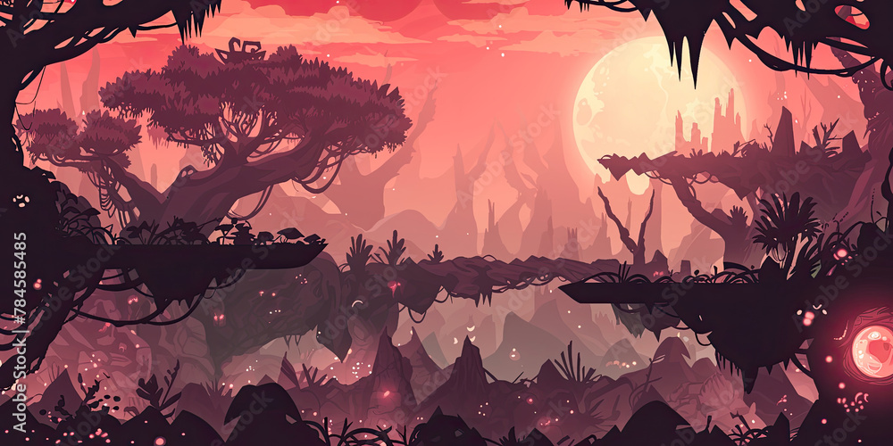 Vintage retro video game level design background, old school graphics ...