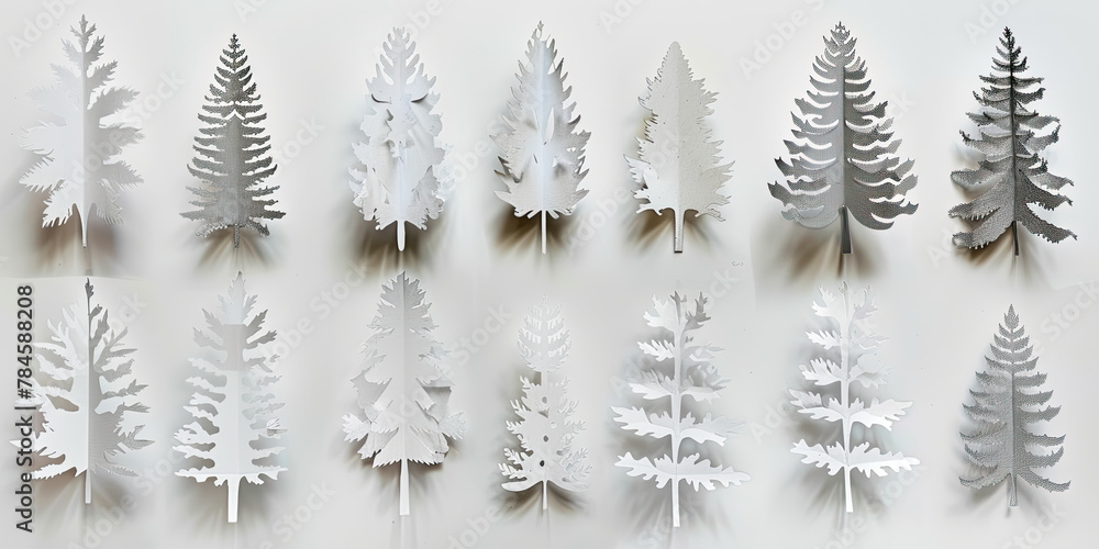 Tree cut out white background, multiple trees shapes patterns graphic ...