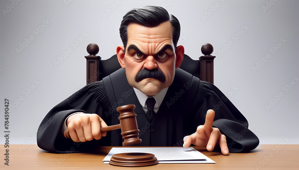 Courtroom Comedy: Hilarious 3D Caricature of Stern Judge, 3D Caricature ...