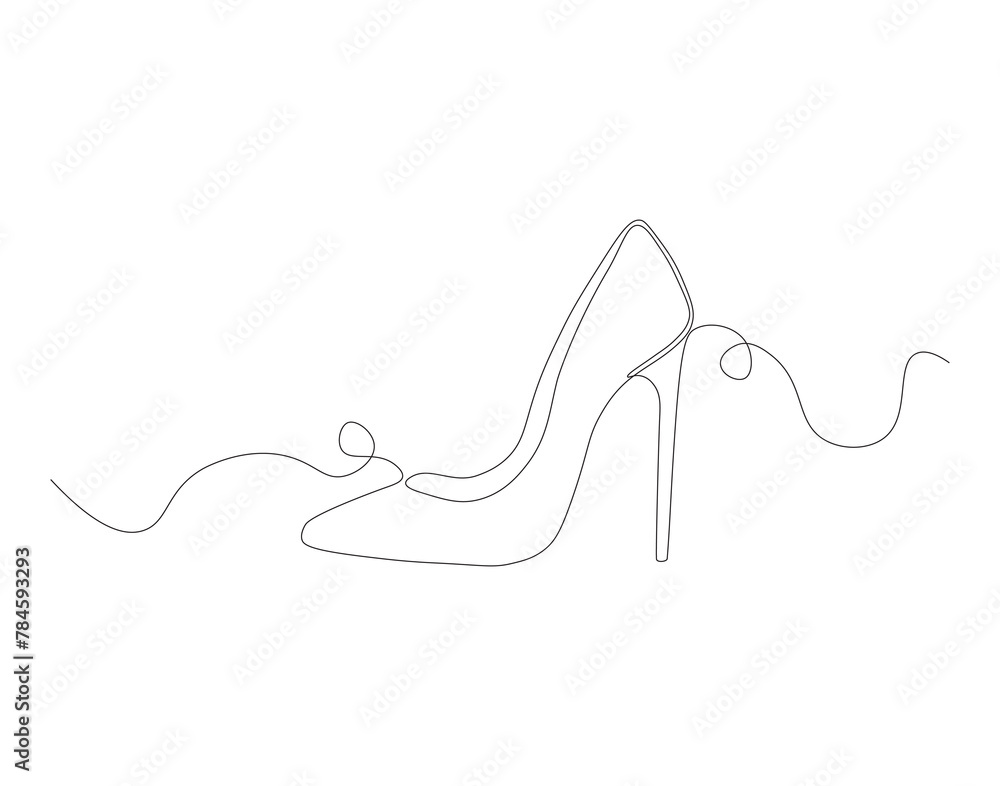 Continuous line drawing of high heel. One line of high heels. female ...