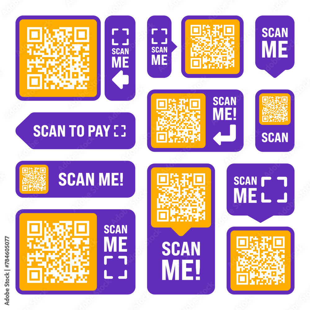 Scan me QR code sticker. Online payment. Special offer sale stickers ...