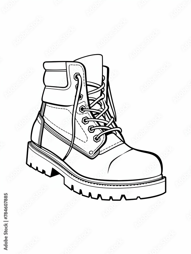 Coloring page of of timberland boot, line drawing of work boot Stock ...