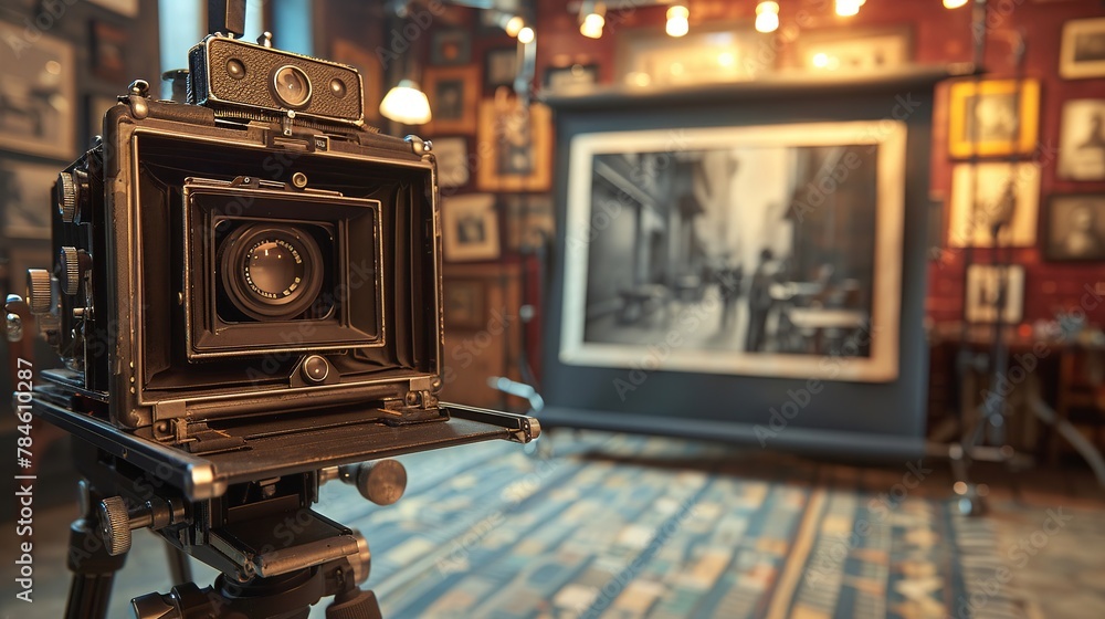 Vintage photography studios where classic cameras are connected to ...