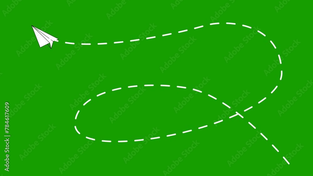 Animated Paper Airplane Running on Dash Track with Green Background. 4K ...