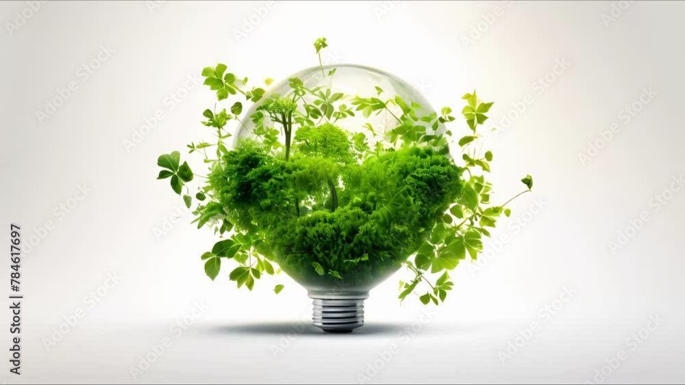 Renewable energy light bulb with green energy. Green energy concept ...
