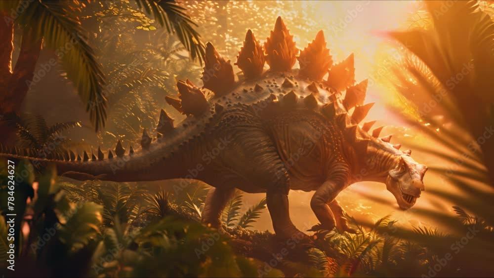 AI-generated majestic dinosaurs in a prehistoric landscape. Vivid ...