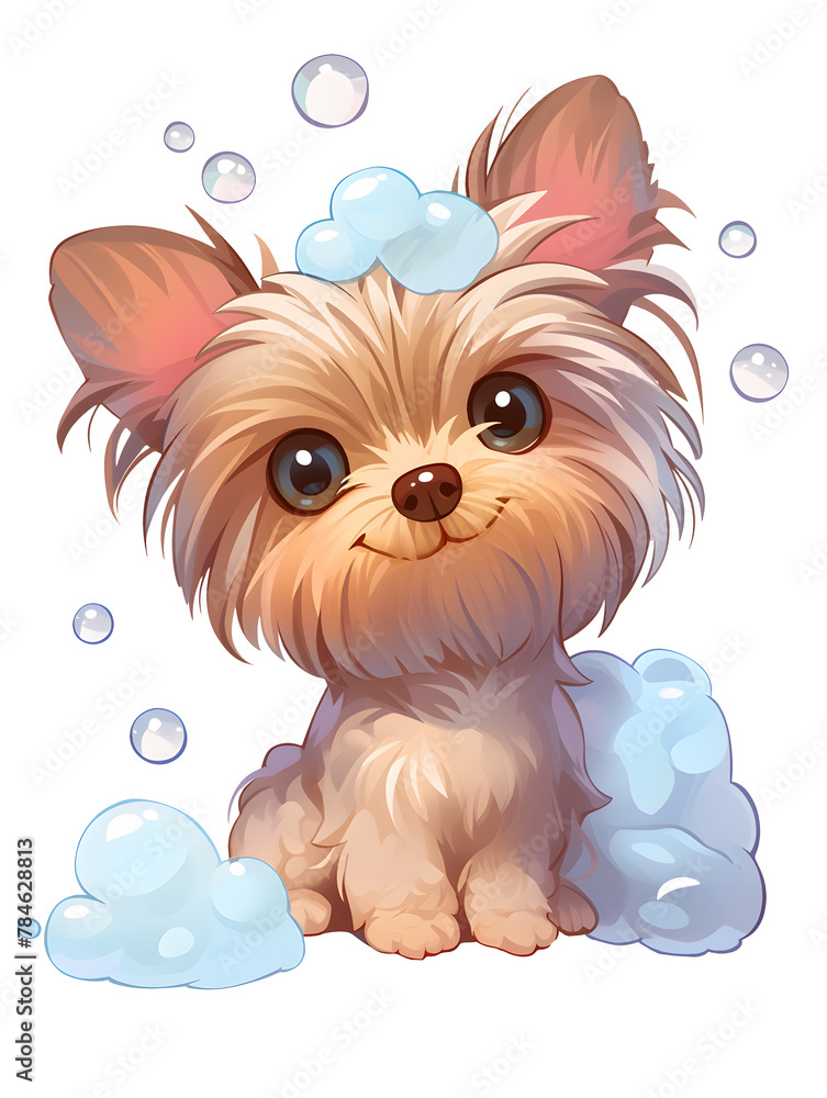 The smiling yorkie dog. Isolated puppy Mascot on transparent background ...