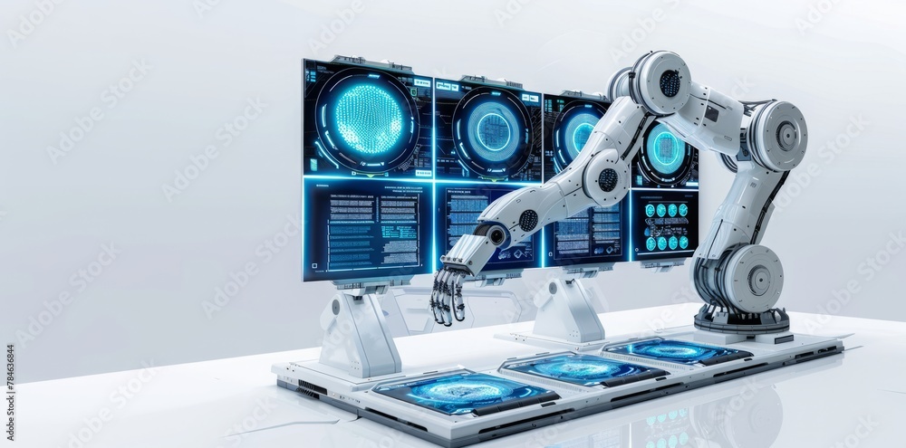 The artificial intelligence technology screen, with data visualization ...