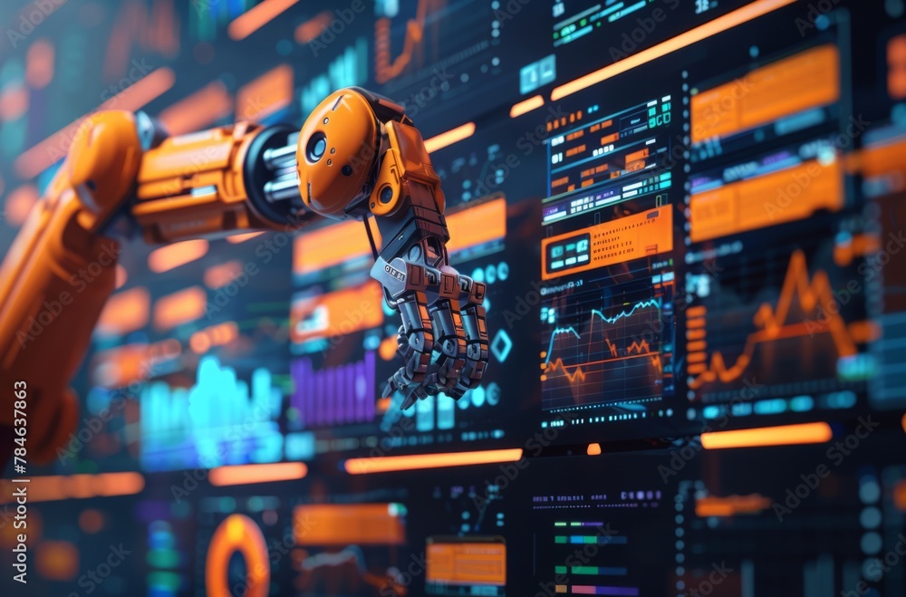 The artificial intelligence technology screen, with data visualization ...