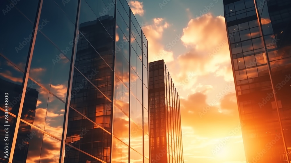 Modern office building or business center. High-rise window buildings ...