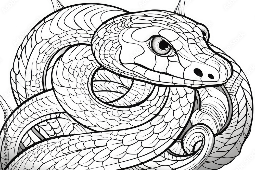 Hand drawn of snake zentangle style on a white background. Coloring ...