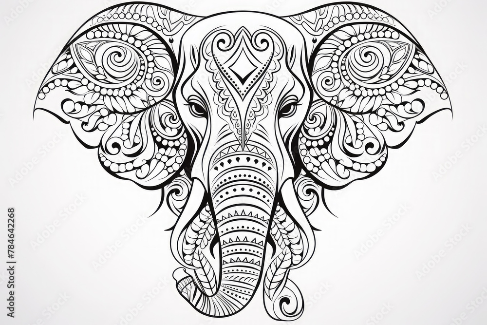 Hand drawn of elephant zentangle style on a white background. Coloring ...