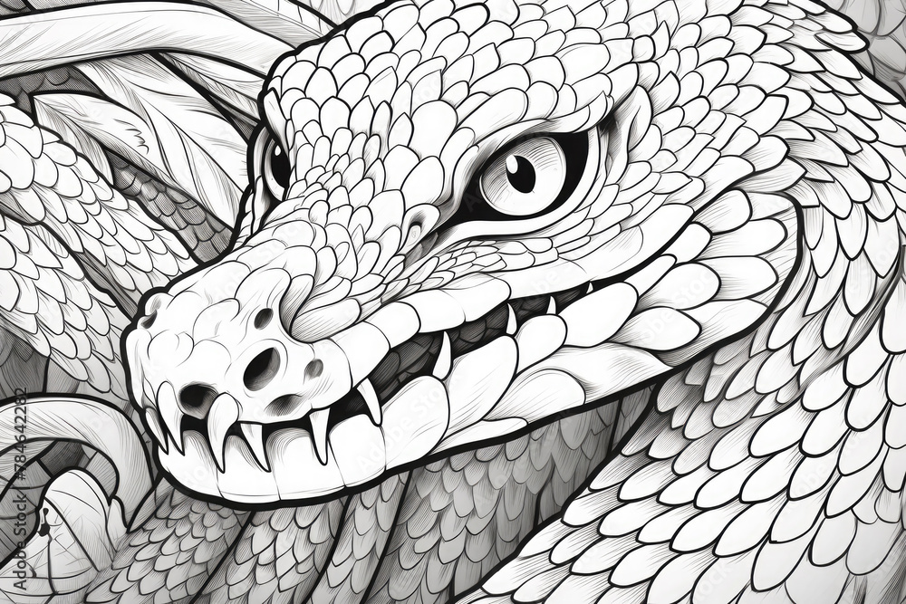 Hand drawn of snake zentangle style on a white background. Coloring ...