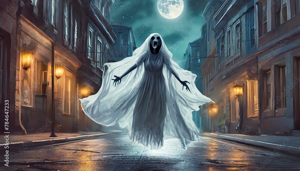 ghost on street for horror stories Stock Illustration | Adobe Stock