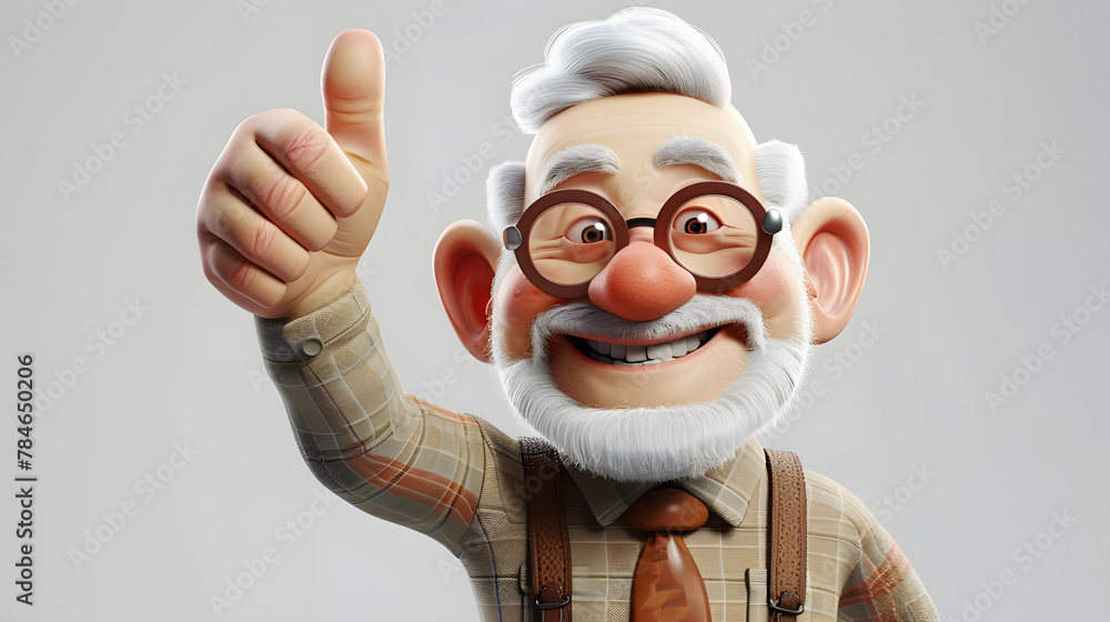Happy smiling cartoon character old senior elder mature man grandfather ...
