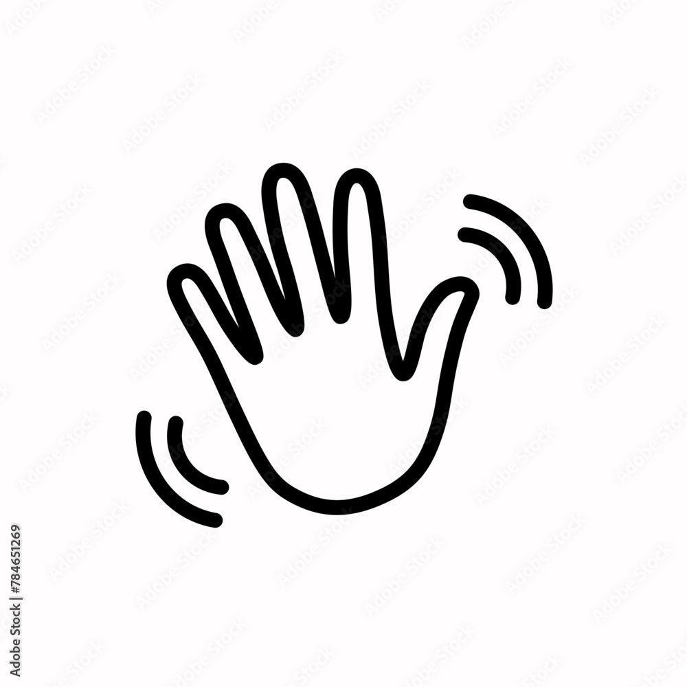 Black and White Illustration of a Waving Hand Signifying Greeting ...