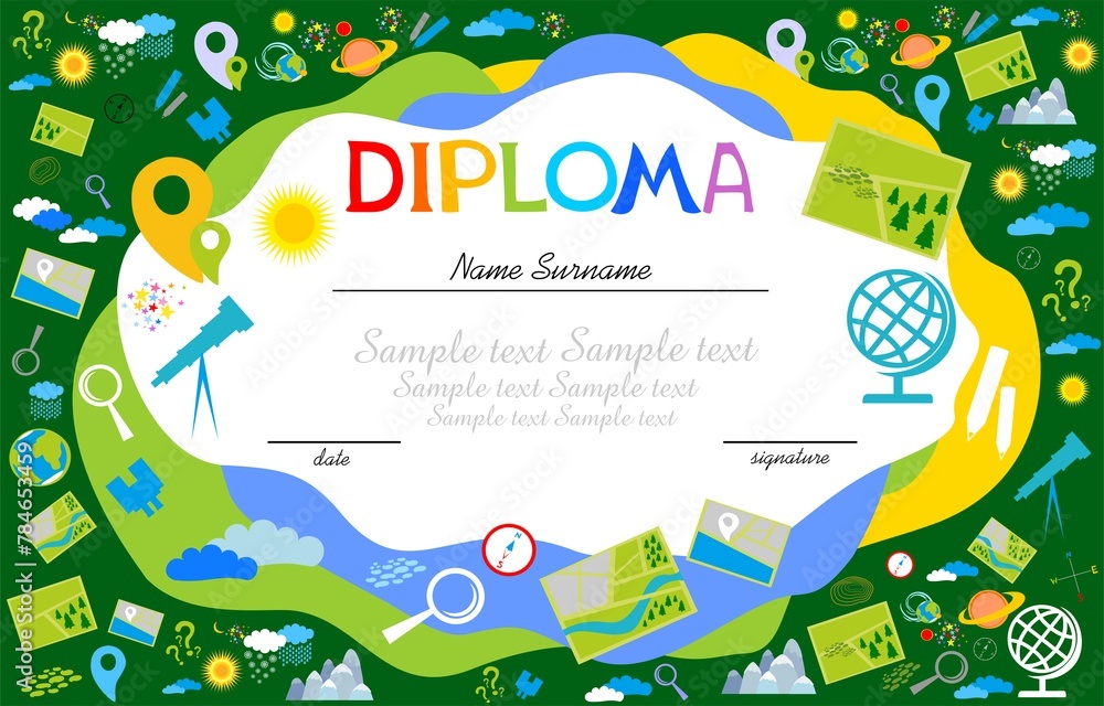 Certificates kindergarten and elementary, Preschool Kids Diploma ...