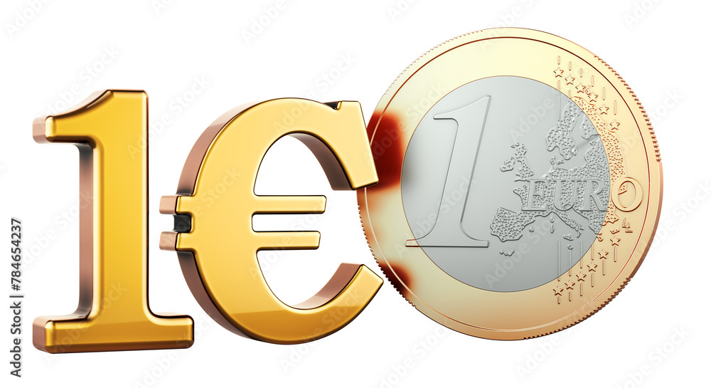 1 Euro Coin, 3D rendering isolated on transparent background Stock ...