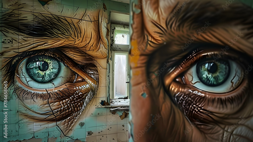 Eyes of desolation: a reflection on mental illness Stock Illustration ...