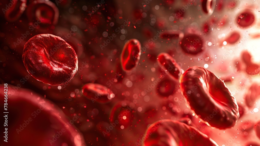A dynamic and dramatic composition showcases erythrocytes arranged in ...