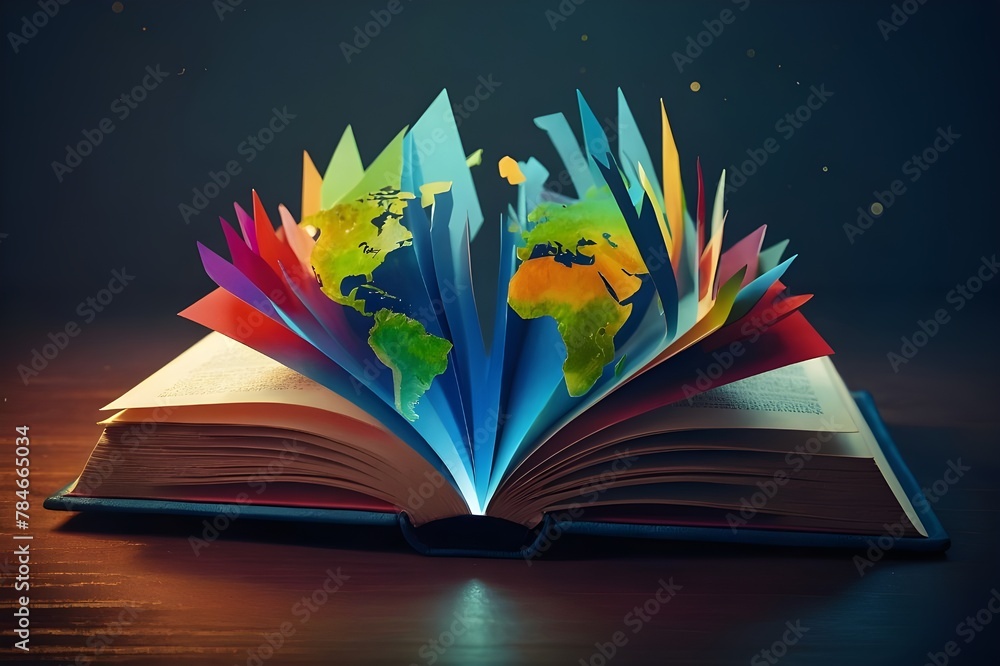 book with globe, abstract background banner, world book day banner ...