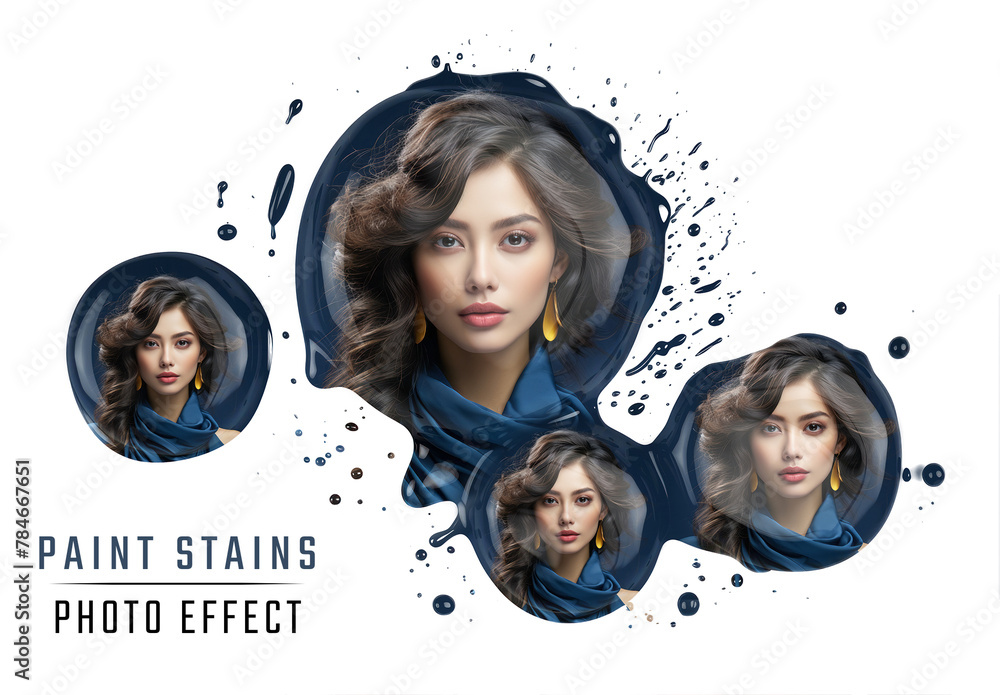 Paint Stains Photo Effect Mockup. Generative Ai Stock Template | Adobe ...