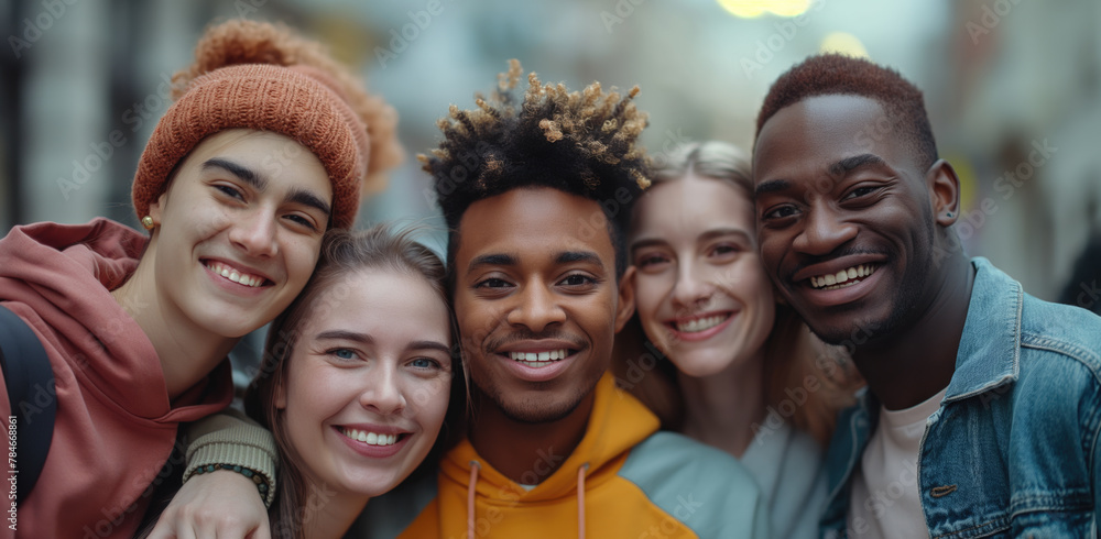 Stockillustratie Group of happy people of different nationalities and ...