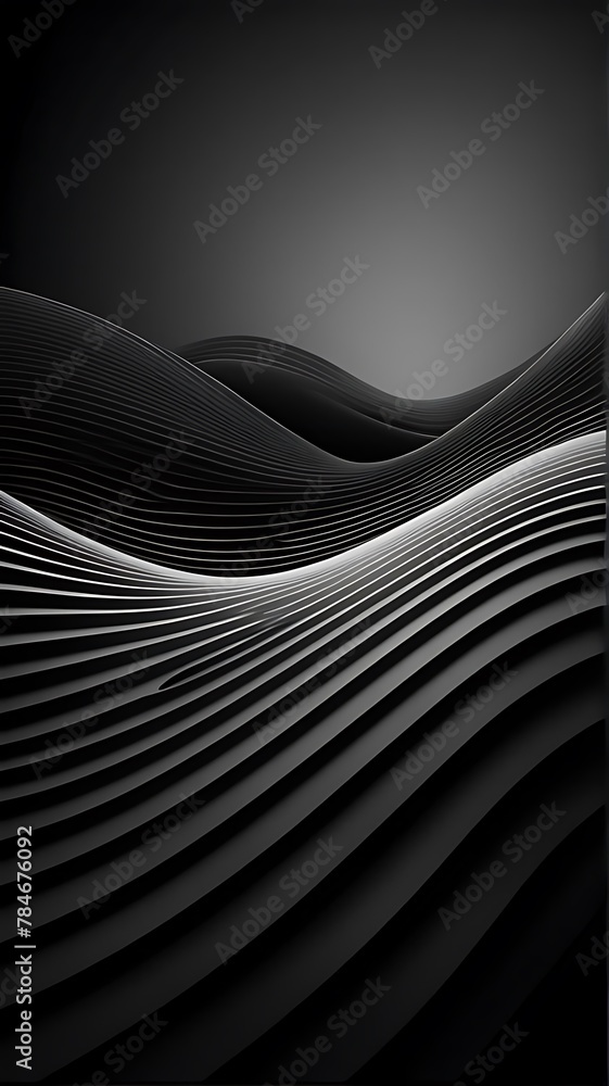 Black background simple lines and smooth curves high contrast Stock ...