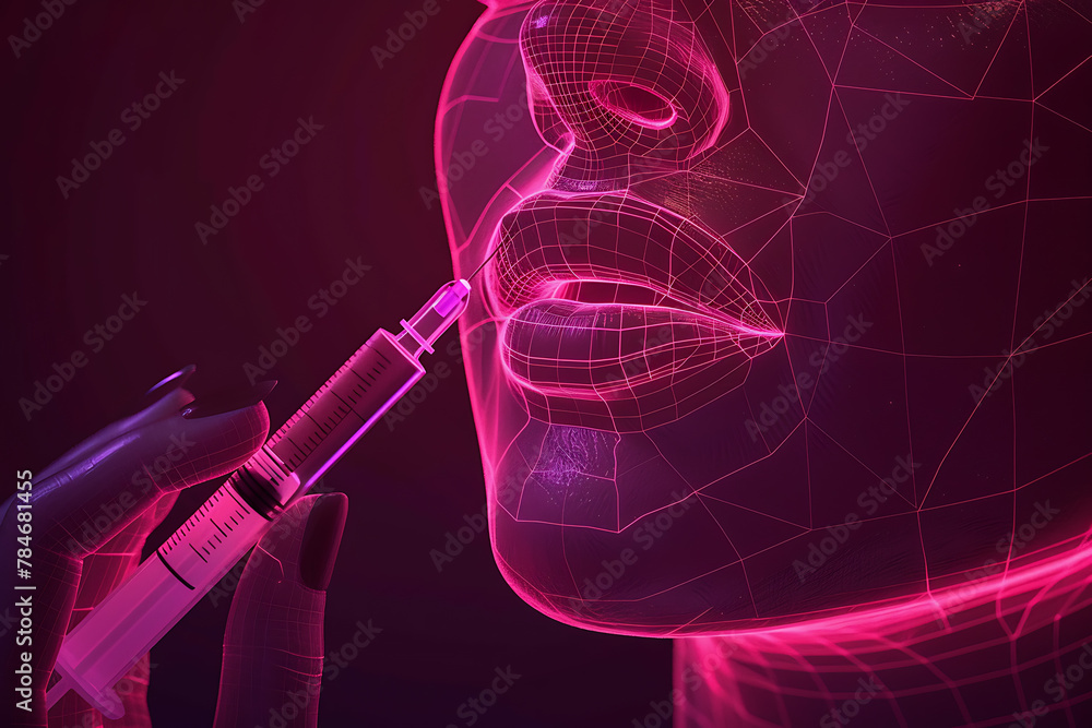 Intricate wireframe visualization featuring a glowing translucent ...