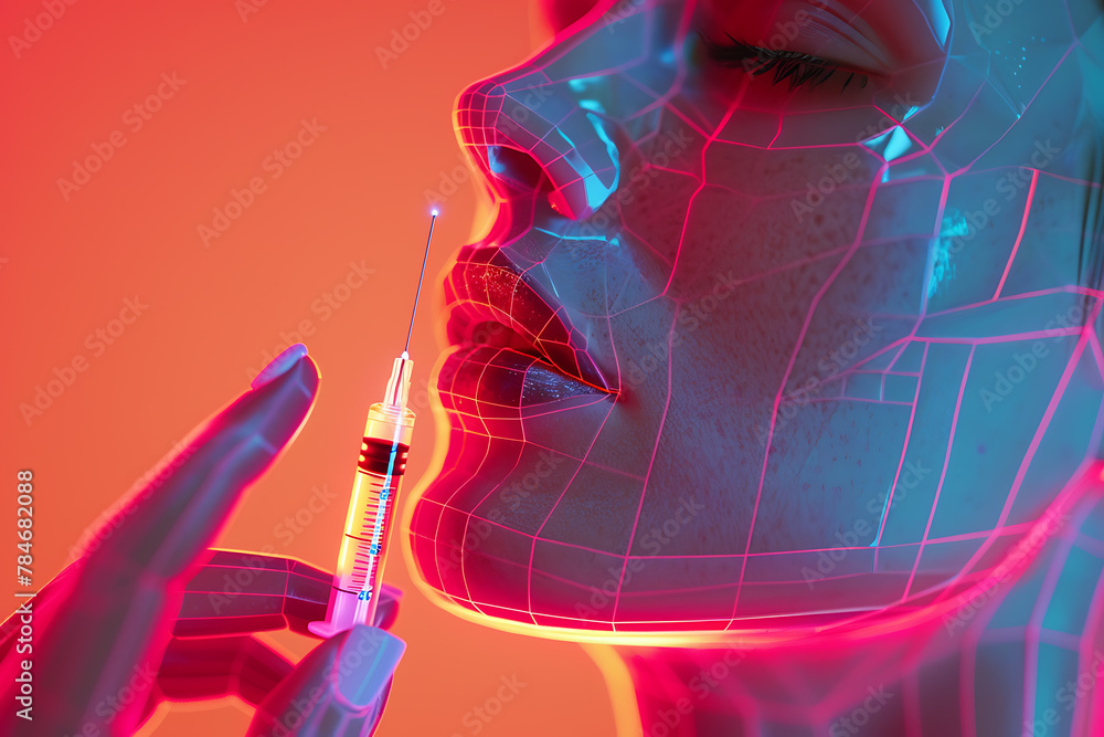 Intricate wireframe visualization featuring a glowing translucent ...