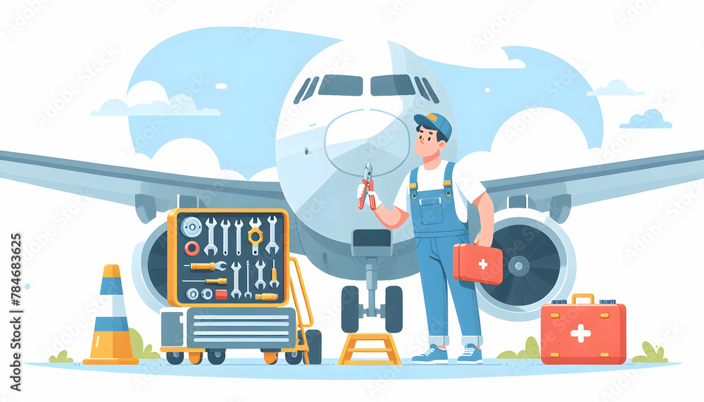 Aviation Maintenance: Aircraft Mechanic Conducts Routine Checks for ...