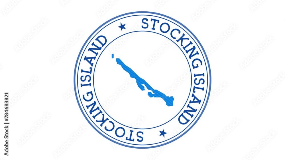 Stocking Island intro. Badge with the circular name and map. Stocking ...