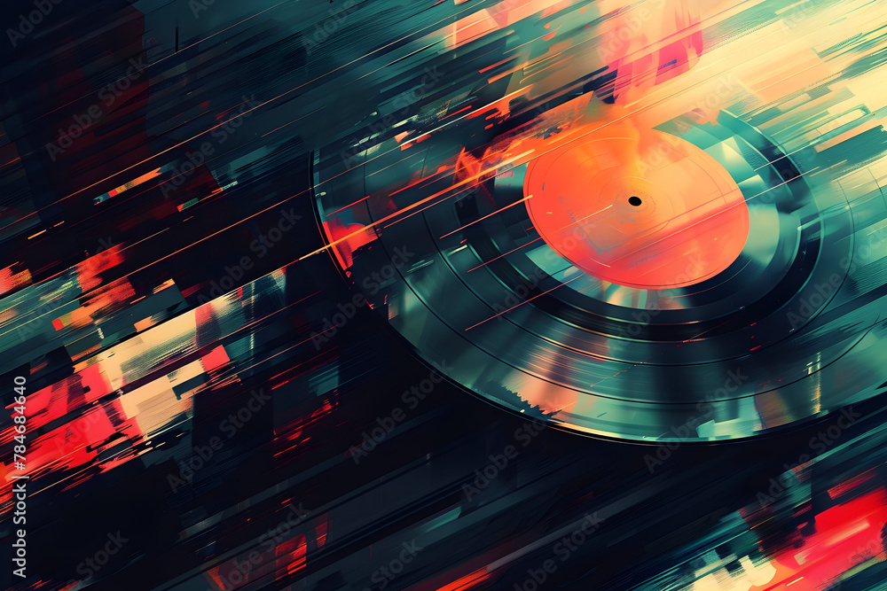 An abstract background for record store day with vintage vinyl records ...
