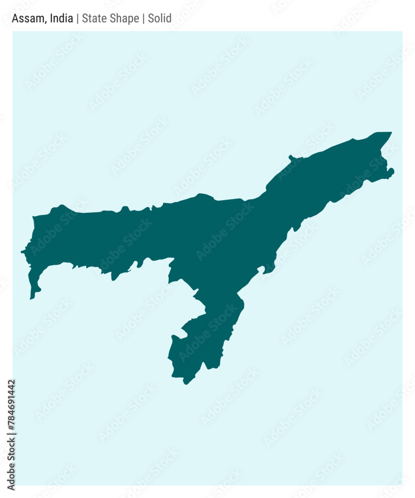 Assam, India. Simple vector map. State shape. Solid style. Border of ...