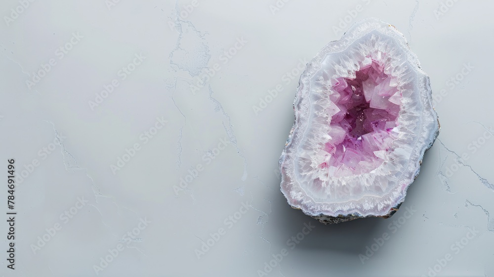image of a pink geode on a marble background may serve as a banner for ...