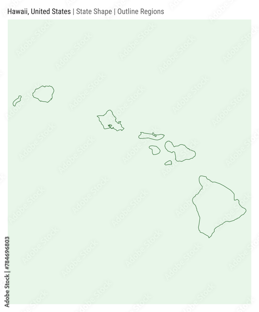 Hawaii, United States. Simple vector map. State shape. Outline Regions ...