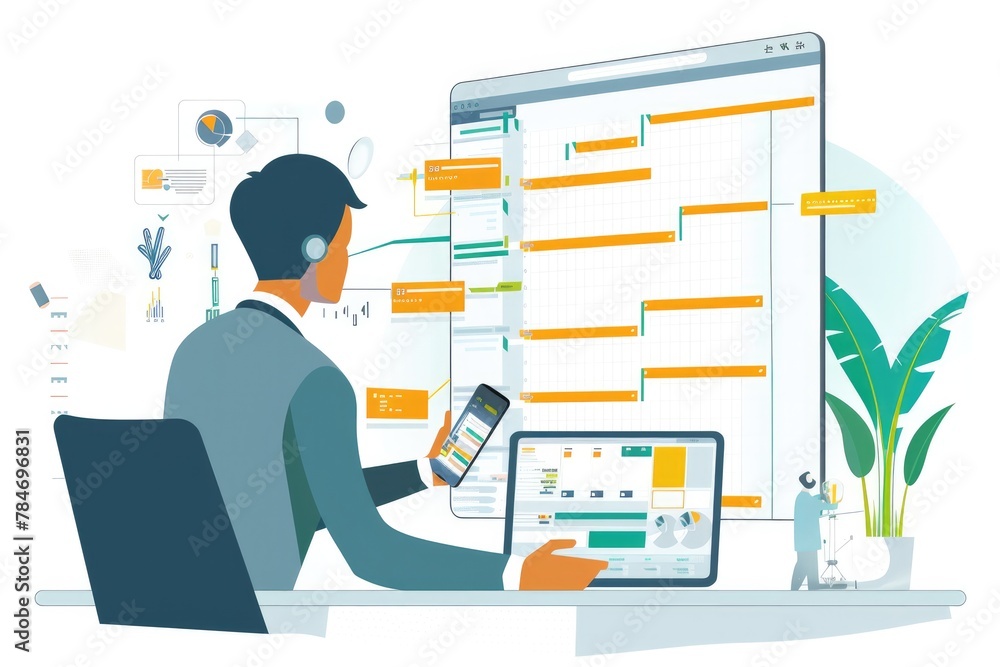 Visual representation of a project manager updating tasks with ...