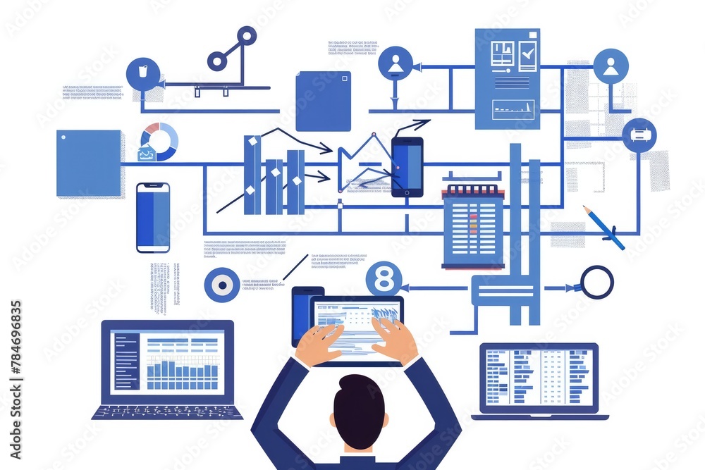 Visual representation of a project manager updating tasks with ...