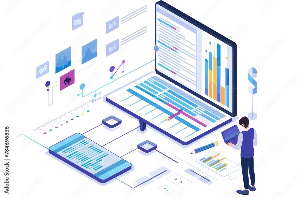 Visual representation of a project manager updating tasks with ...