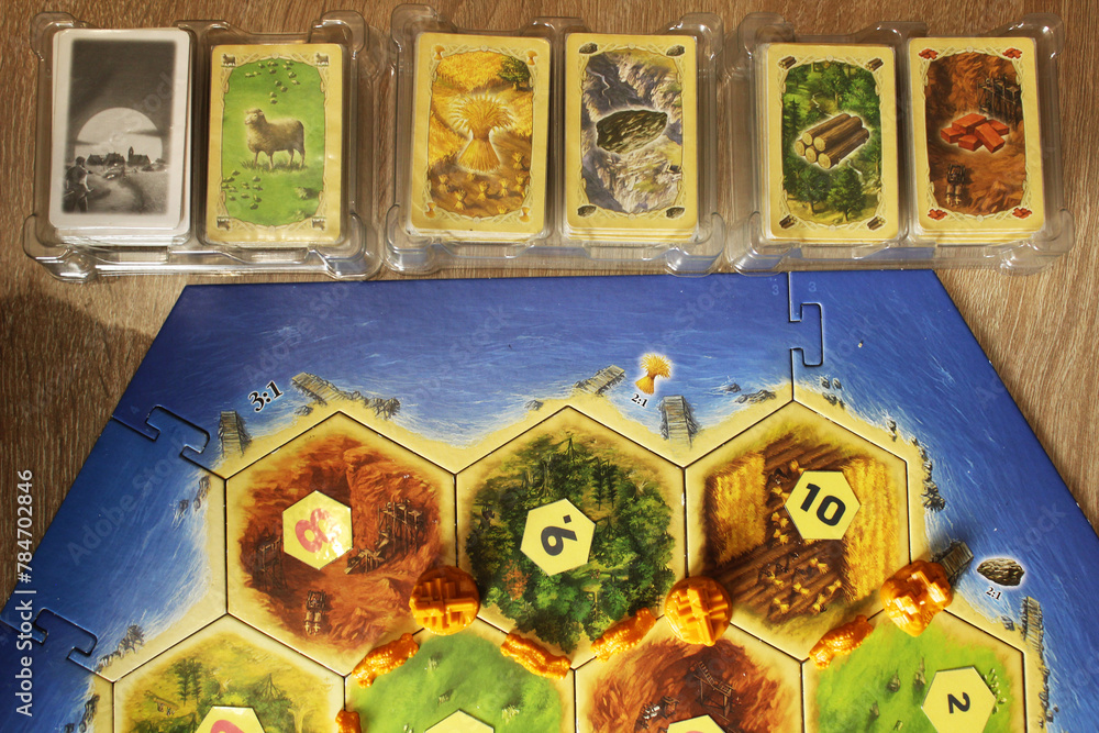 Mozyr, Belarus, April 01 2024: A catan board game preparation for the ...
