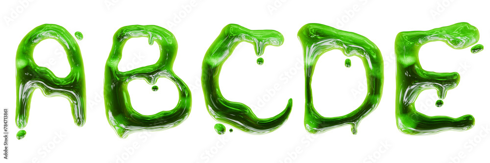 3D slime alphabet set, render Halloween green zombie drip goo text ...